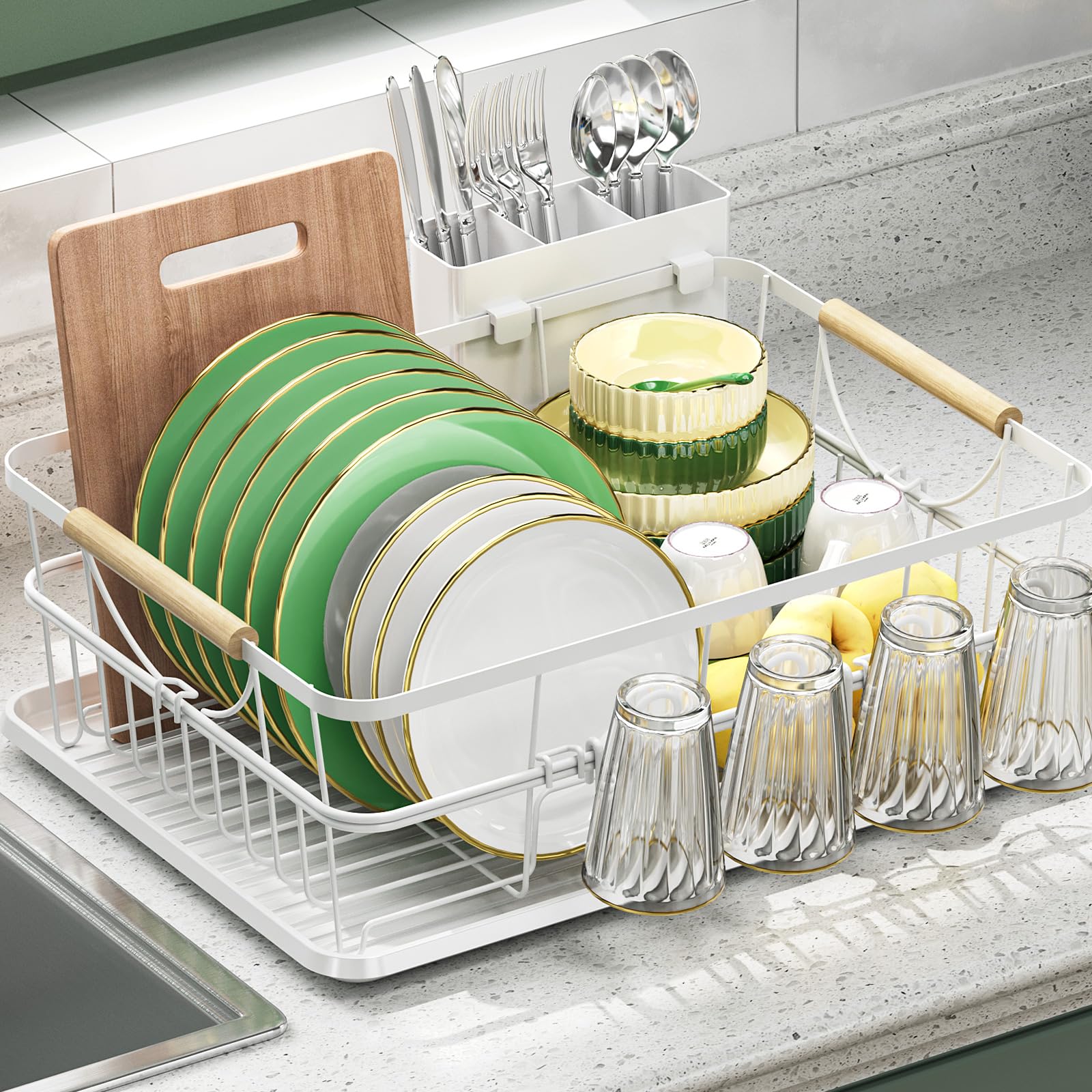TOOLF Dish Drying Rack, High-Sided Dish Rack for Kitchen Counter, Dish ...