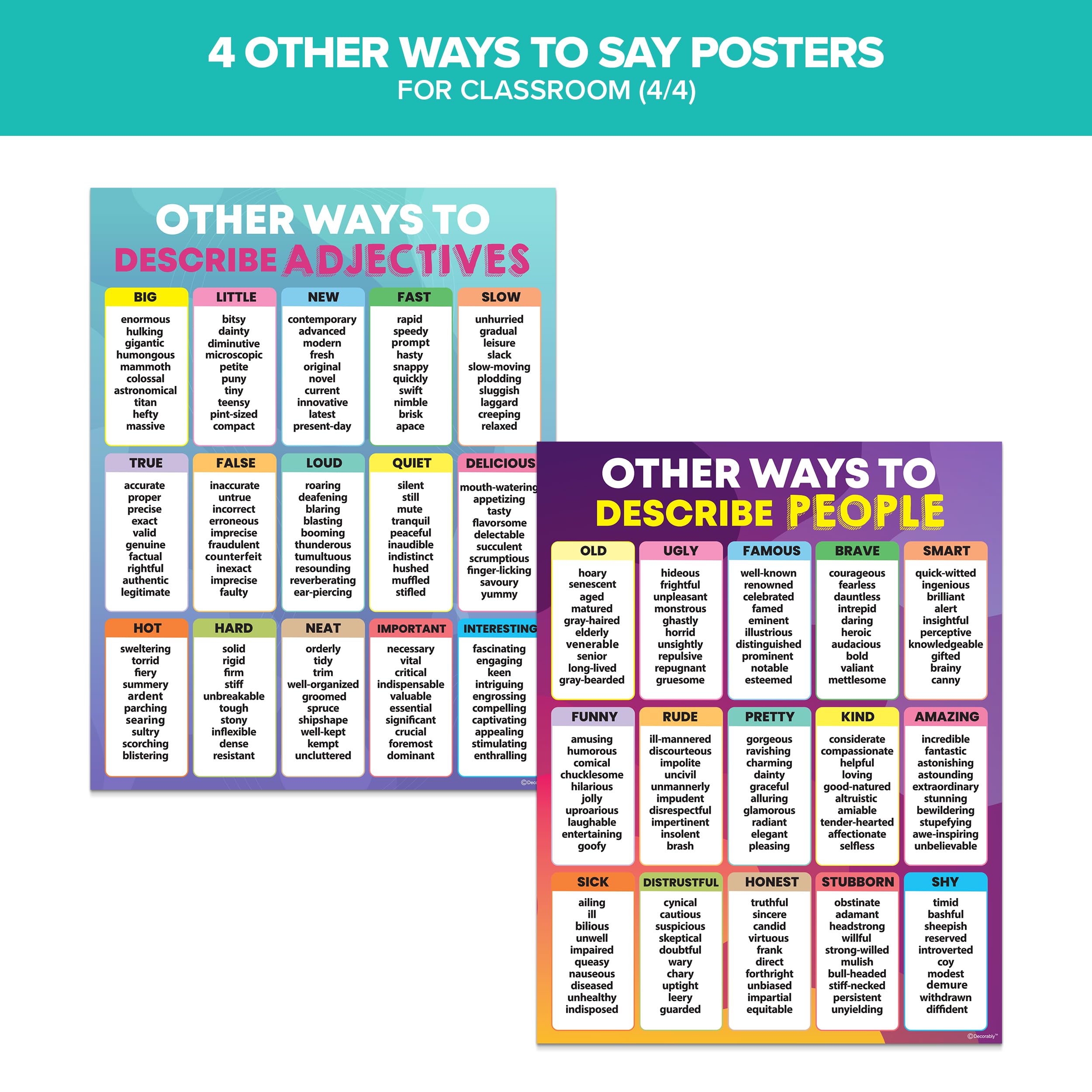 Mua Decorably 4 Vibrant Other Ways to Say Poster, 17x22in Matte ...