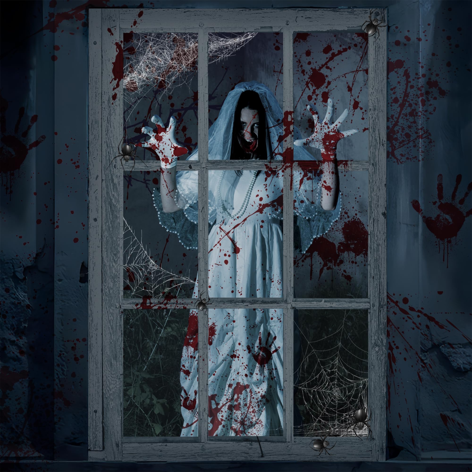 Halloween Ghost Curtain Decorations Female Ghost Window Cover Halloween ...