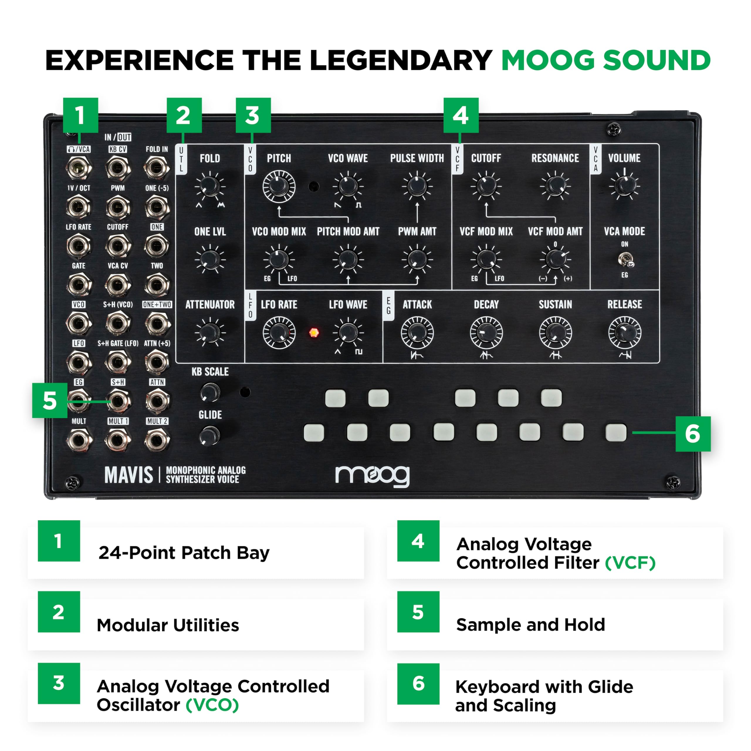 Mua Mavis - Standalone Semi-Modular Analog Synthesizer Kit with Keyboard; Analog Oscillator ...