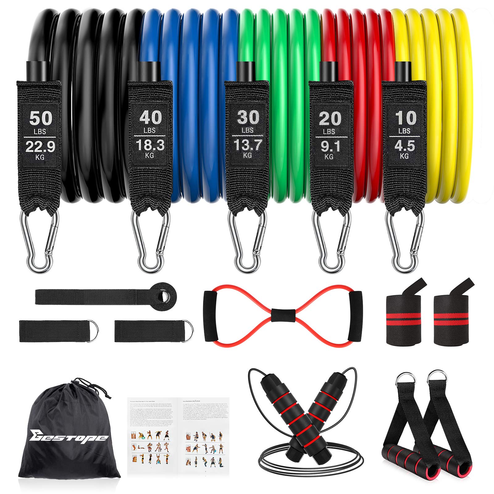 Buy Resistance Bands Set Men 15pcs Exercise Bands Stackable Fitness ...