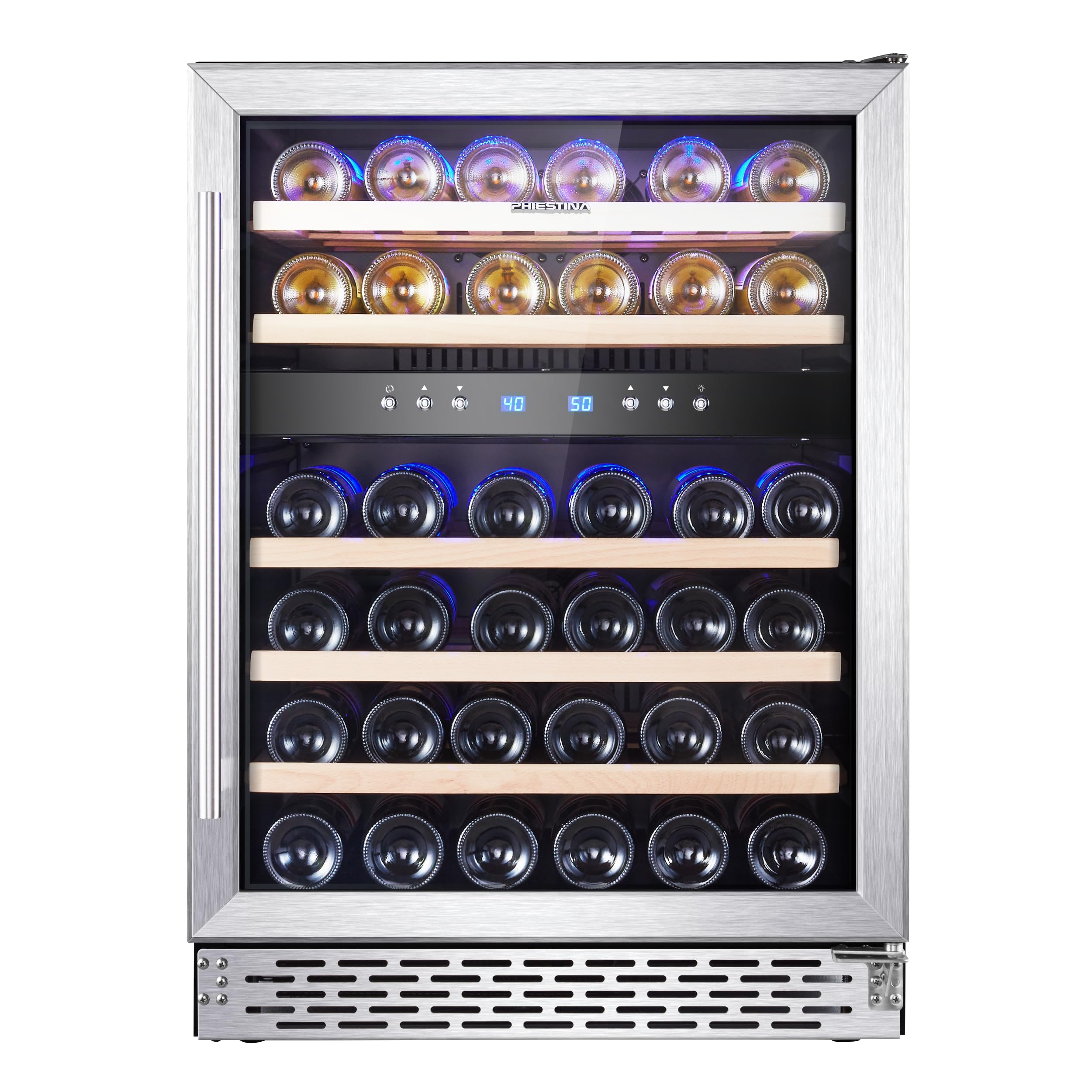 Phiestina Wine Refrigerator, 24 inch-46 Bottles Wine Cooler, Built-in ...
