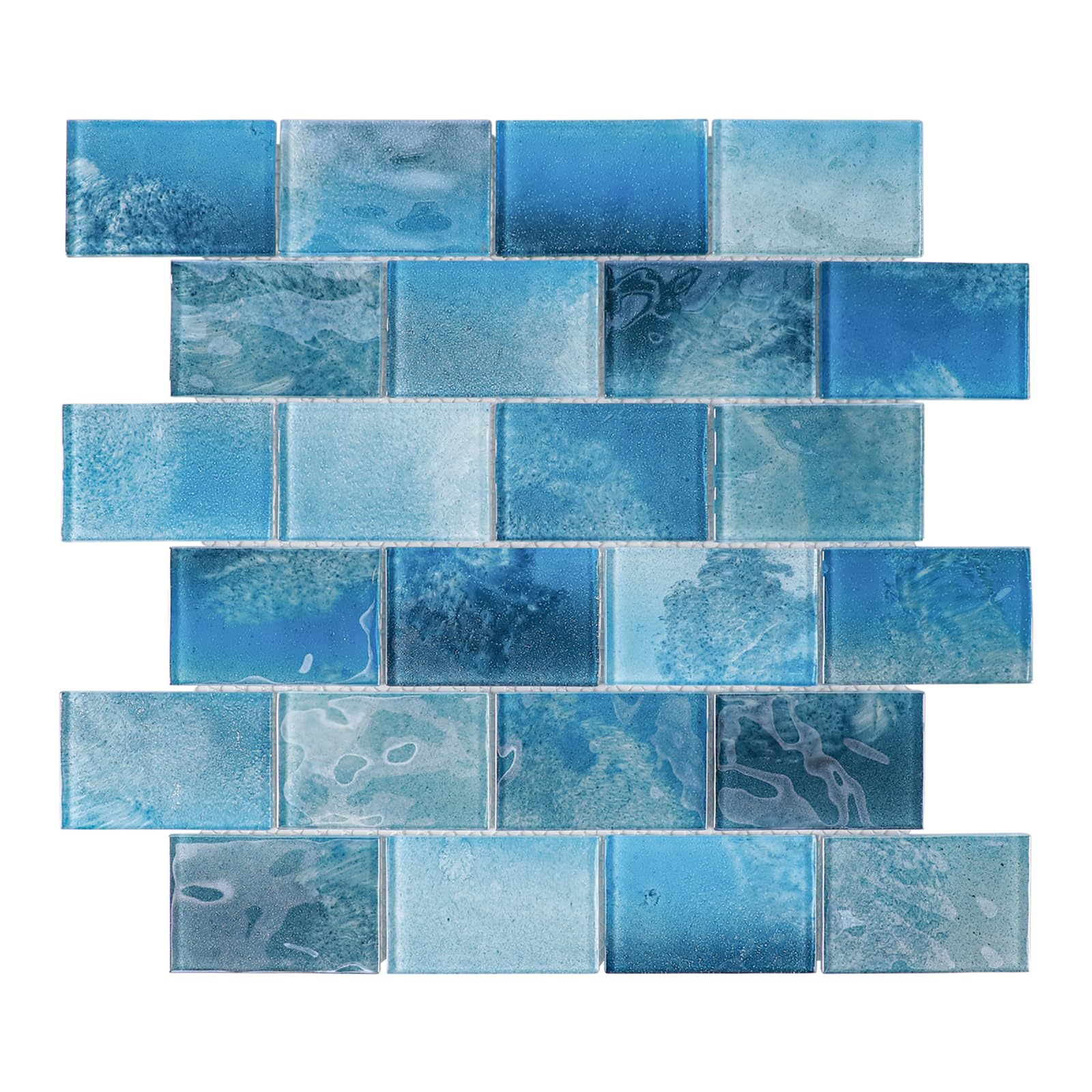 CASAPALACE Glass Mosaic Tiles Backsplash, 5-Sheet Subway Backsplash ...