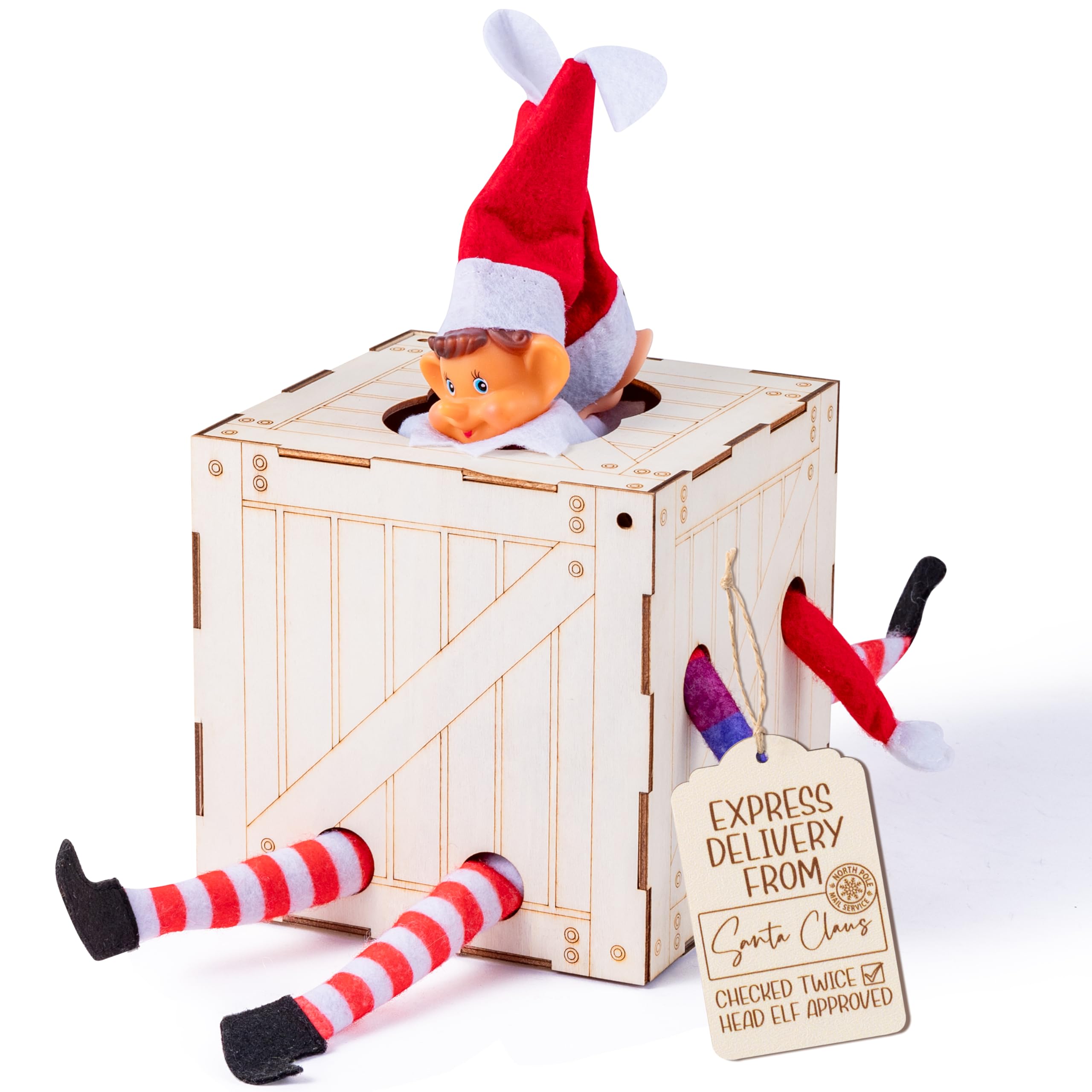 Mua Christmas Elf Crate with Wooden Name Tag, Santa’s Elves Delivery ...