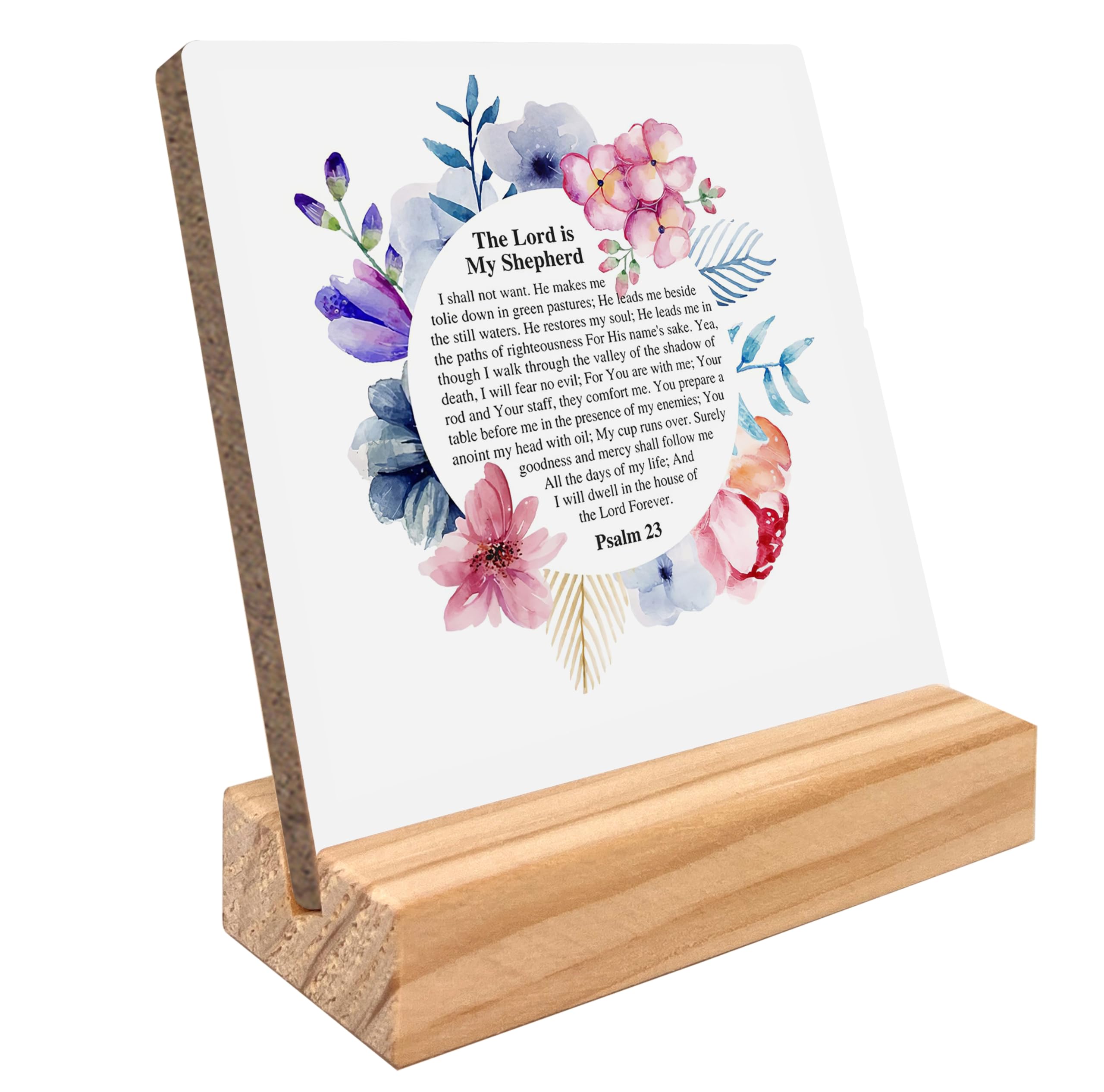 kunlisa Christian Desk Sign, PSALM 23 Bible Verse Sign, Inspirational ...