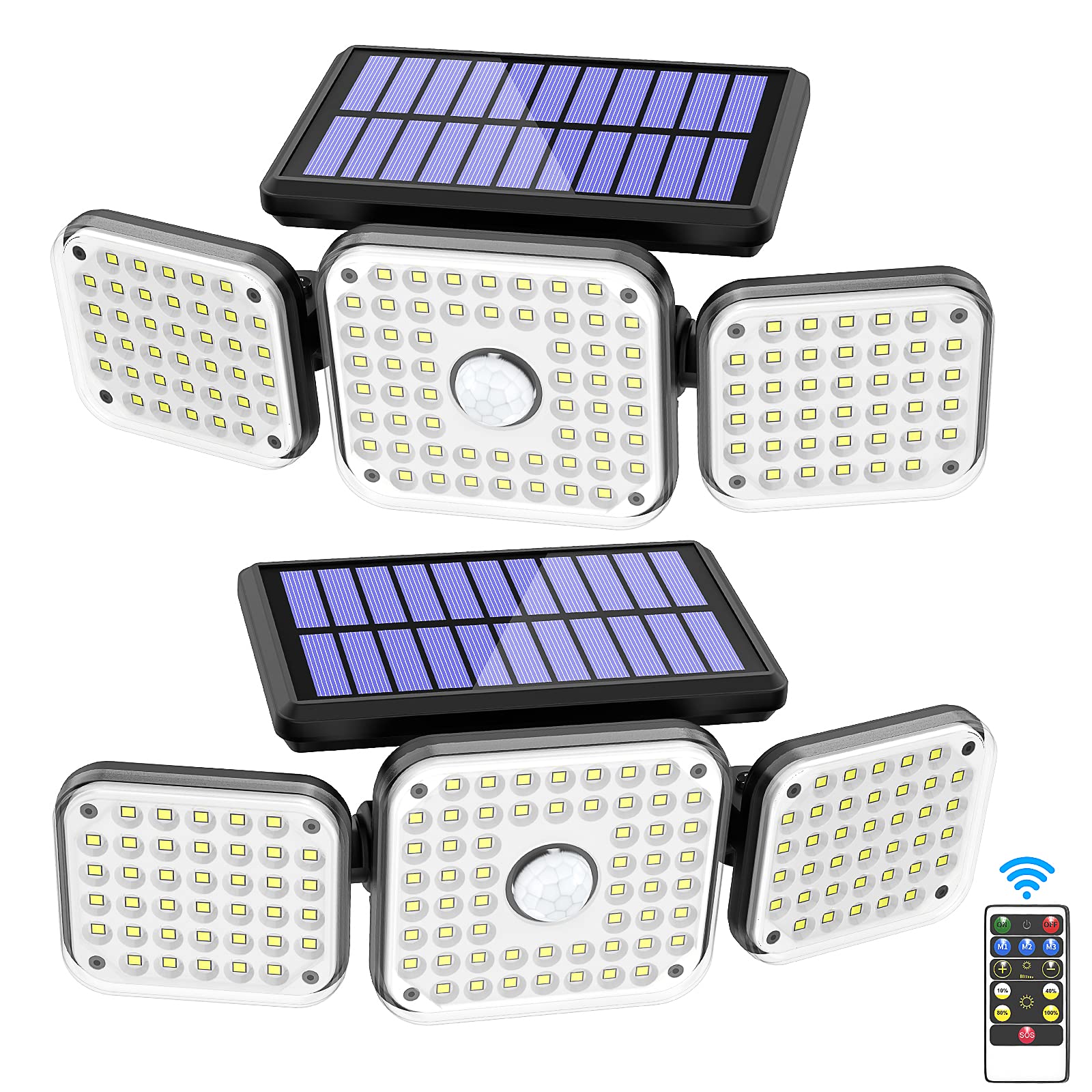 Solar Lights Outdoor, 132 LED 1500LM Solar Security Flood Lights with Remote Control, Wireless ...
