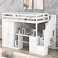 Amazon.com: Merax Twin Size Loft Bed with Wardrobe and Staircase, Desk and Storage Drawers and ...