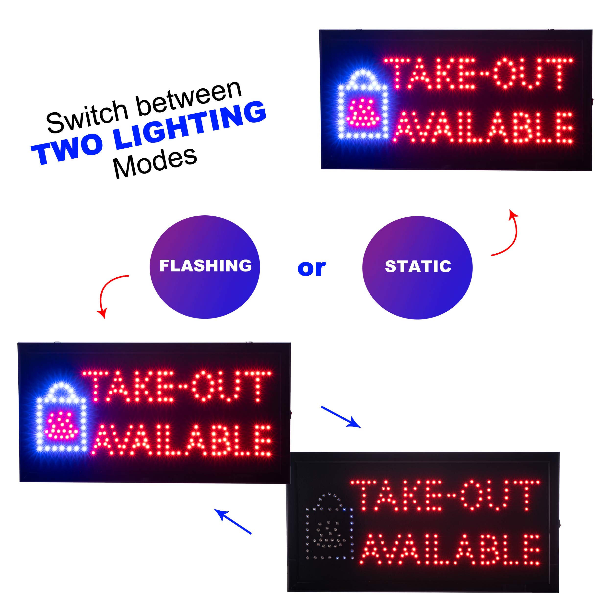 Mua Neon Take-Out Available Sign for Restaurants: Lighted Sign with ...
