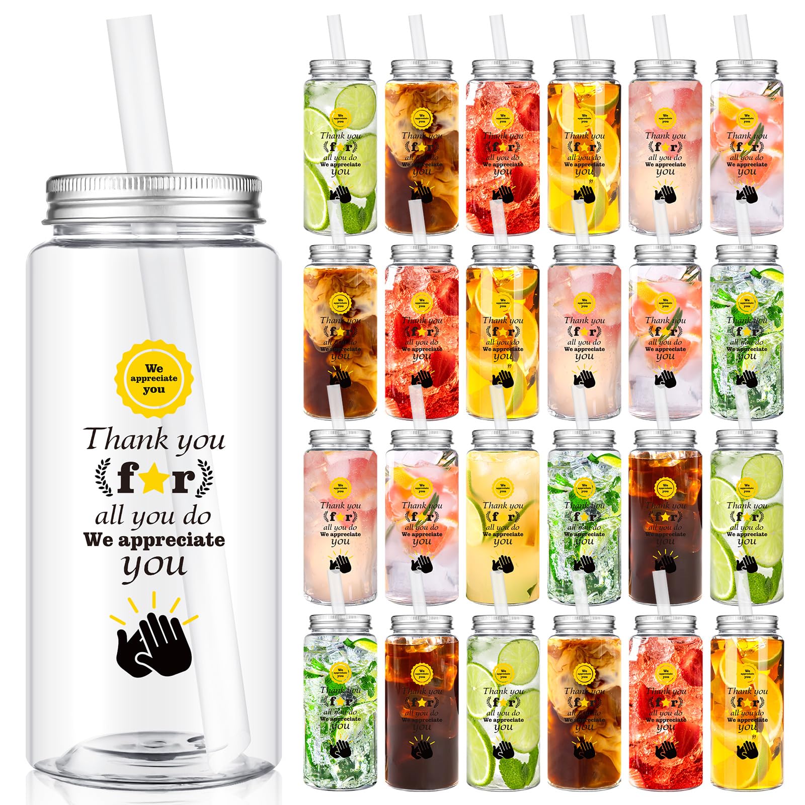 Skylety 24 Pack Teacher Appreciation Gift Thank You Cups with Lids and ...