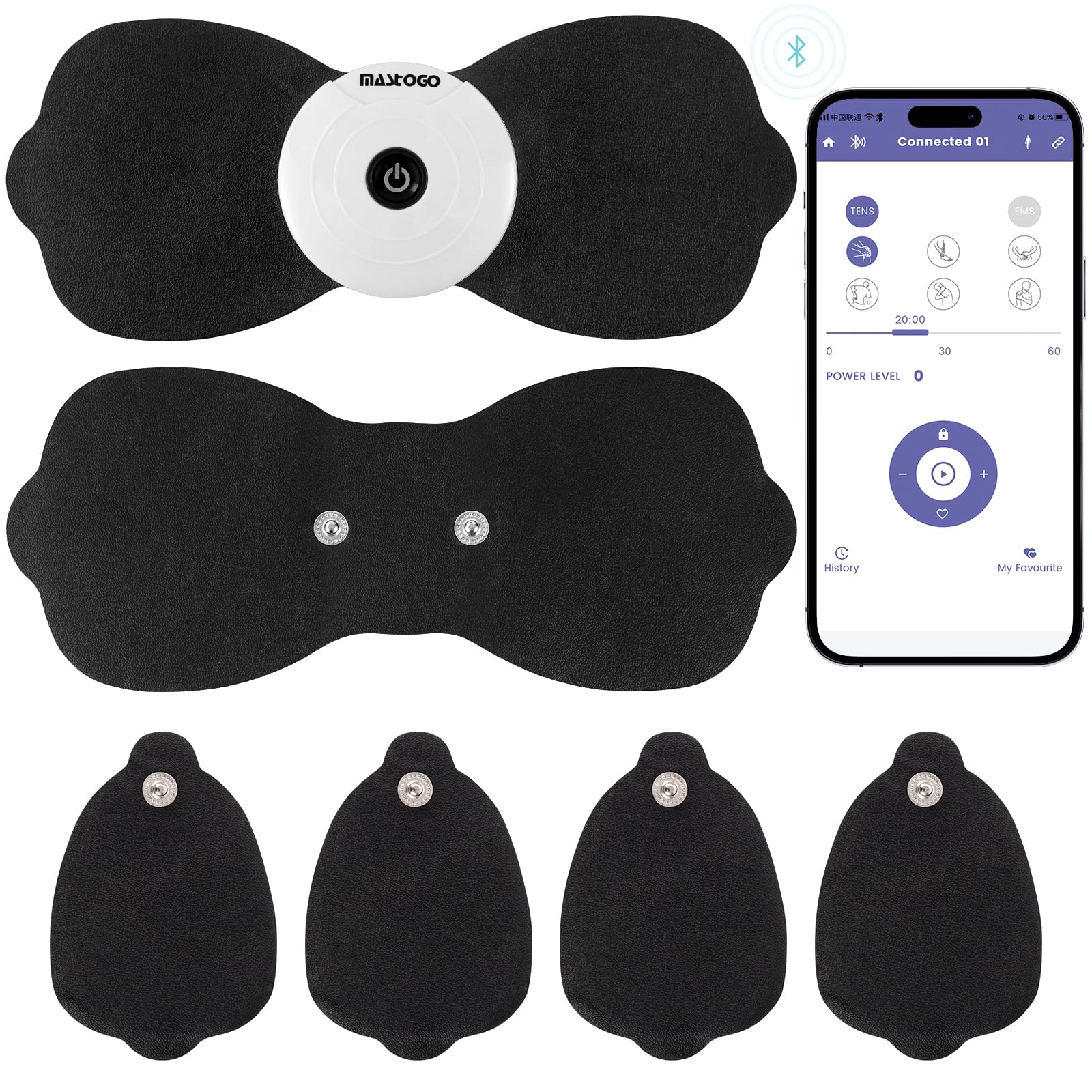MASTOGO Wireless TENS Unit Muscle Stimulator, Pain Relief Massager ...