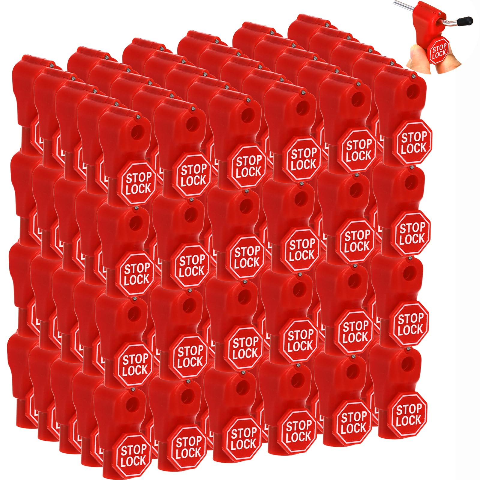 TOPZEA 120 Pack Peg Hook Locks, 6mm Plastic Magnet Security Red Stop ...