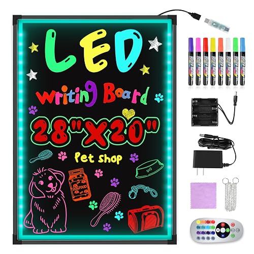Hosim LED Message Writing Board, 28”x 20" Neon Signs Chalkboard Menu ...