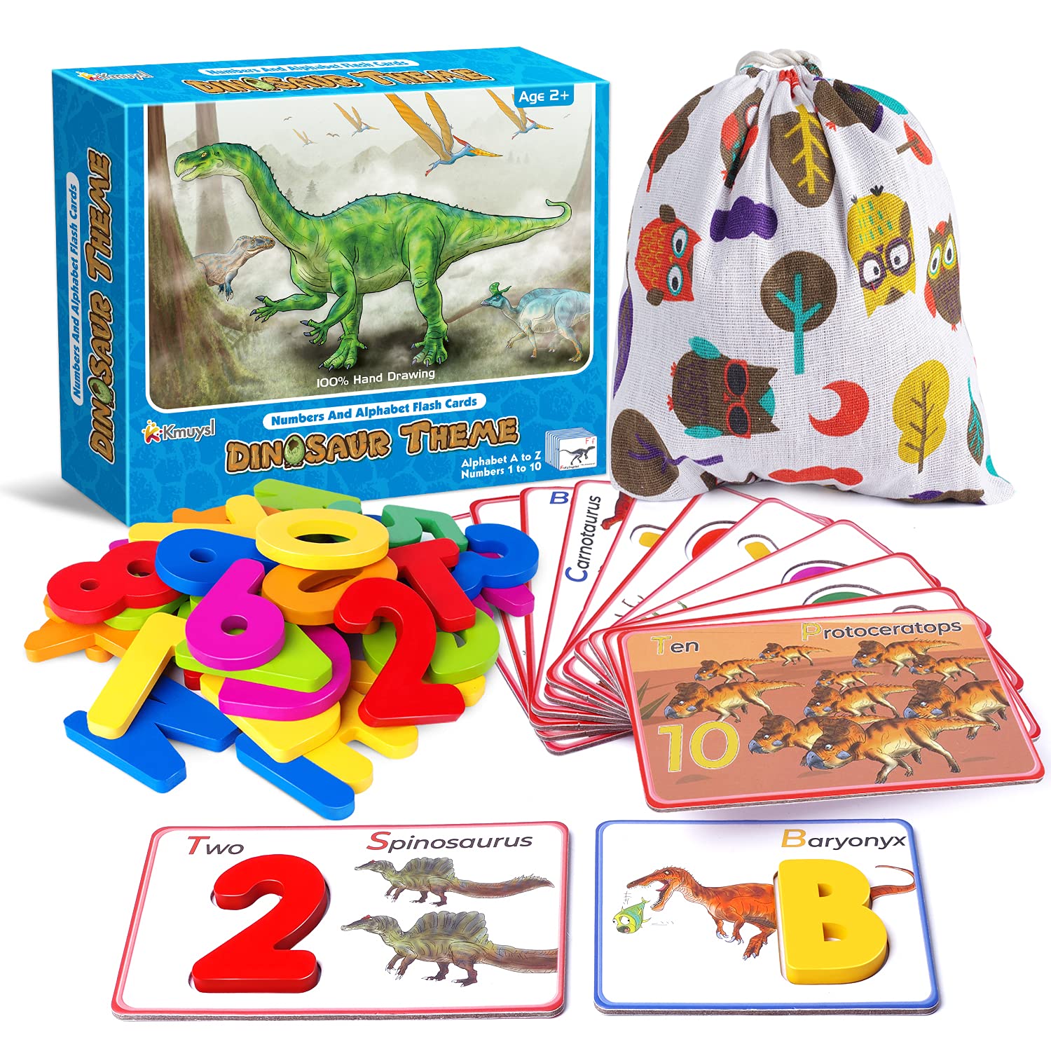 Buy Dinosaur Numbers and Alphabets Flash Cards for Toddlers Age 2 3 4 ...