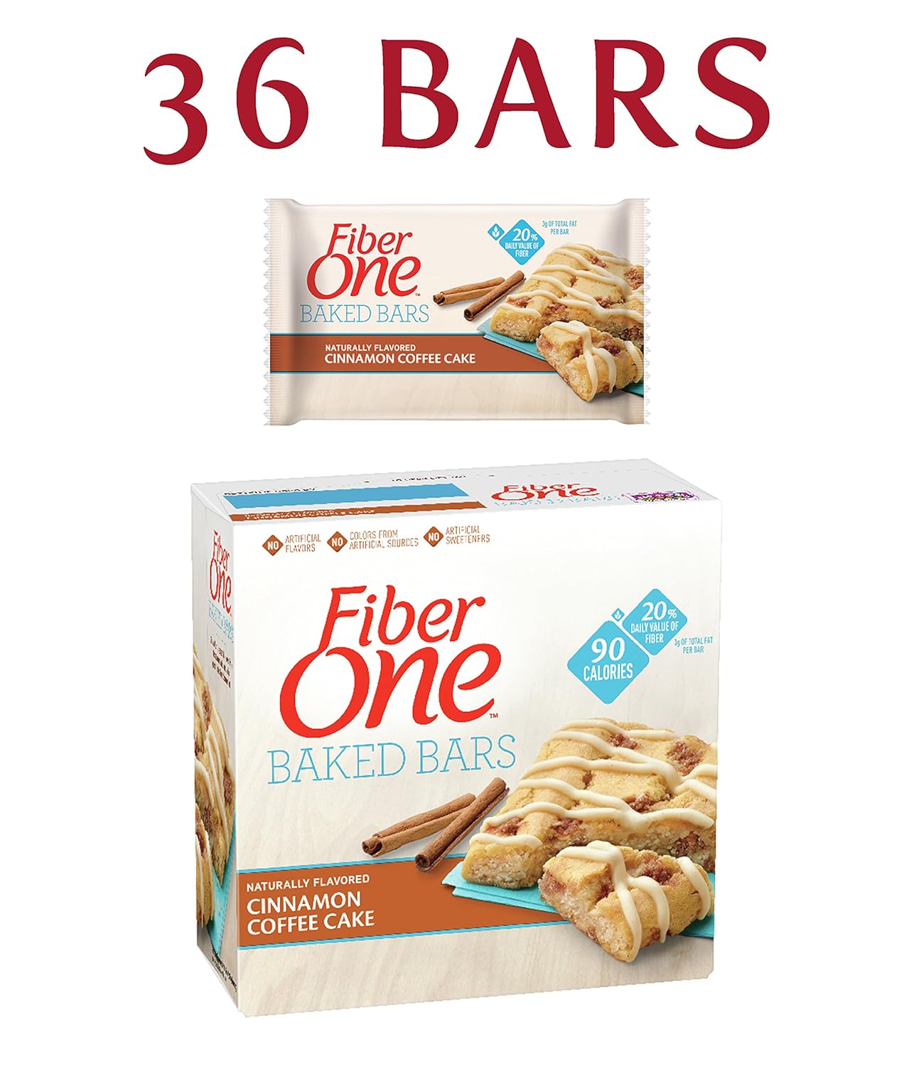 Fiber One 90 Calorie Soft-Baked Bar, Cinnamon Coffee Cake, 6 Fiber Bars ...