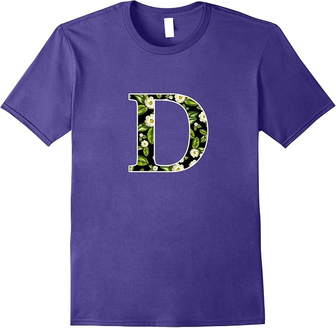 Amazon.com: Floral Letter D Monogram Initial D Shirt - Gift for her ...