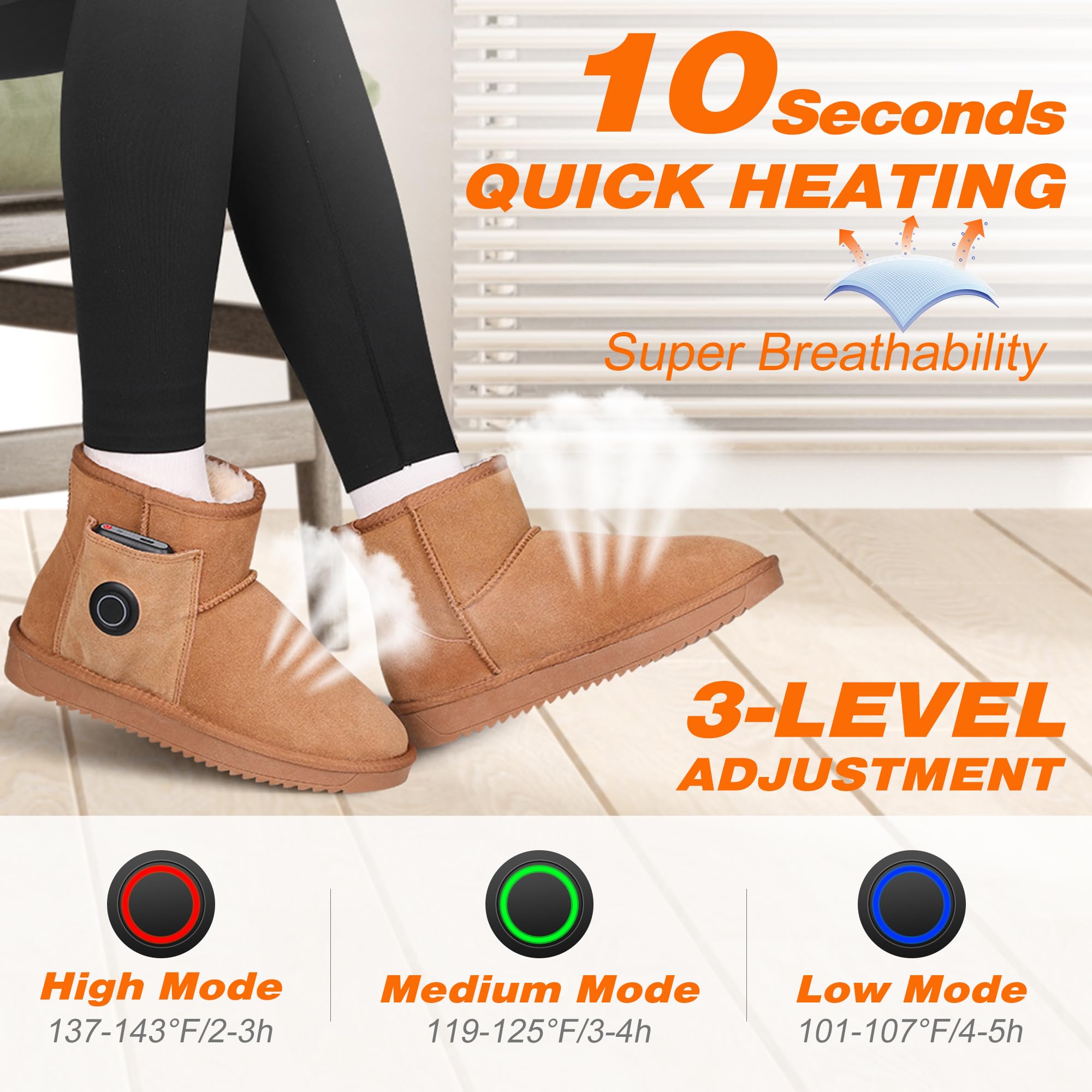 Mua HOTHUGZ Heated Boots, Heating Foot Warmer Shoes for Women, Non-Slip ...