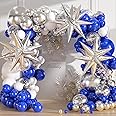 Amazon.com: 201pcs Royal Blue White Silver Balloon Arch Kit for Men Women, Blue and White ...