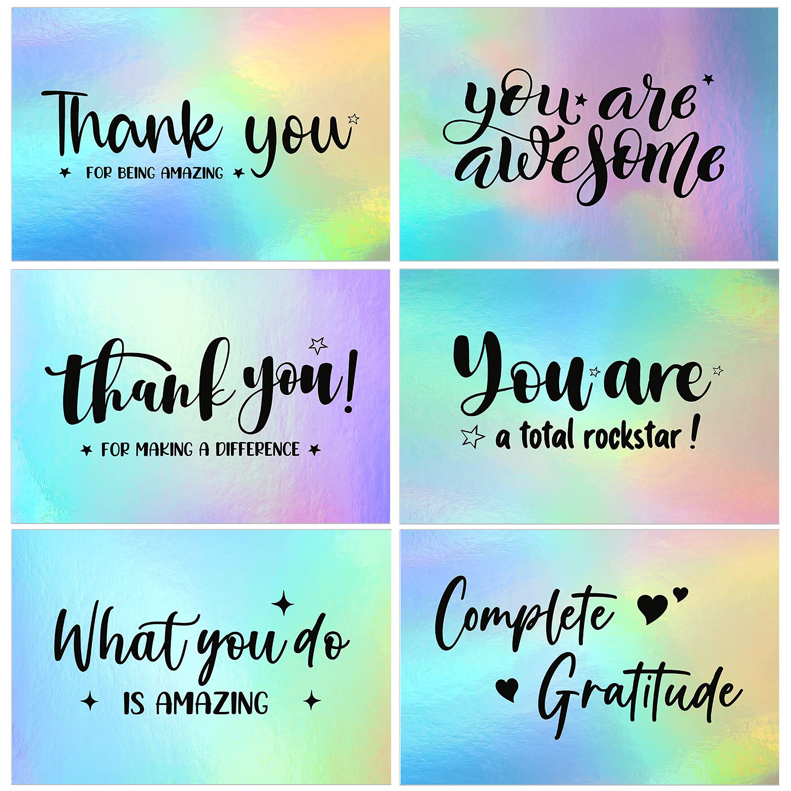 Holographic Thank You Cards Appreciation Postcards You Are Awesome ...