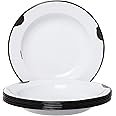 Amazon.com: Distressed Enamelware Plates White Body with Black Rim ...