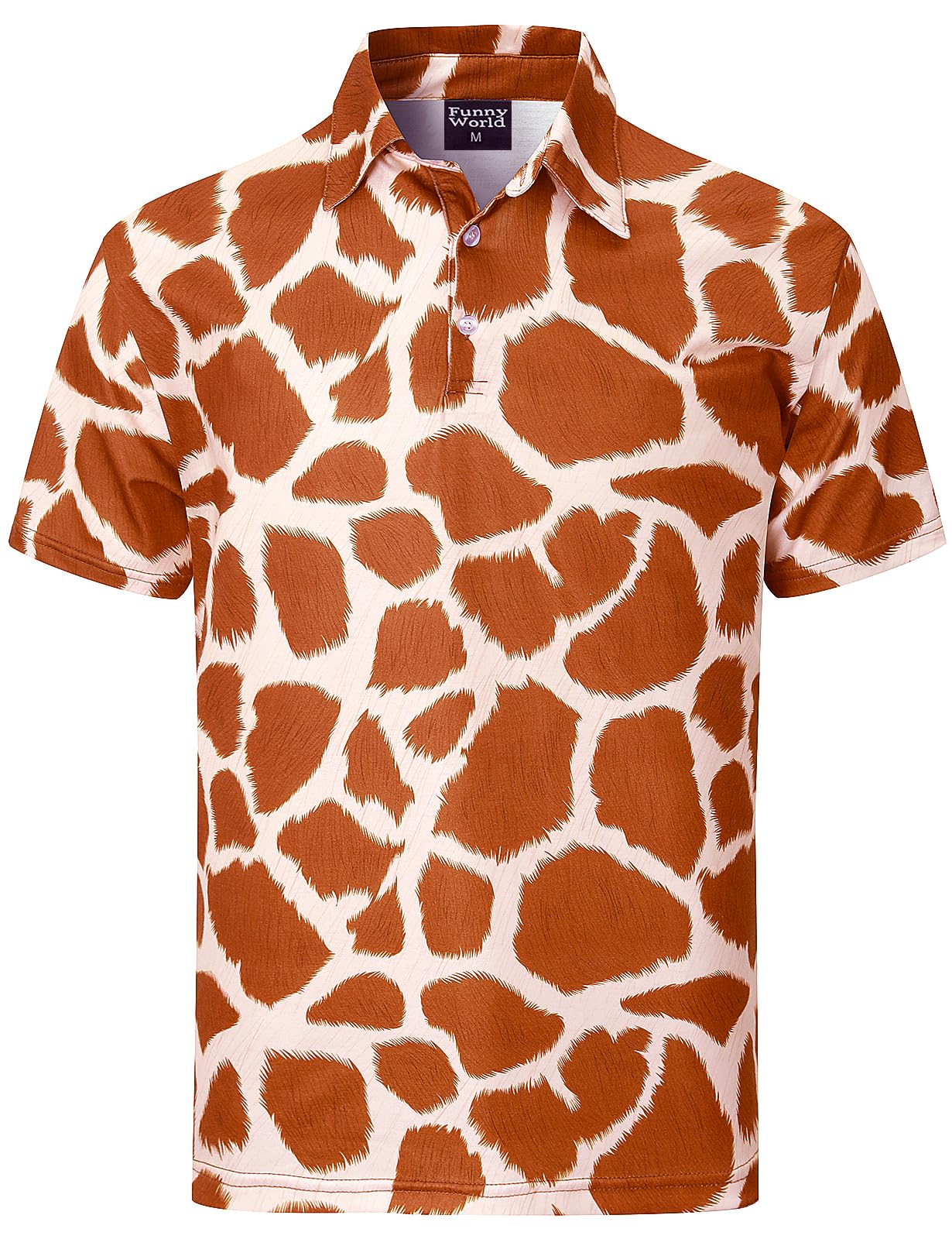 Funny World Men's Giraffe Print Shirt Polo Funny Golf Shirt Short ...