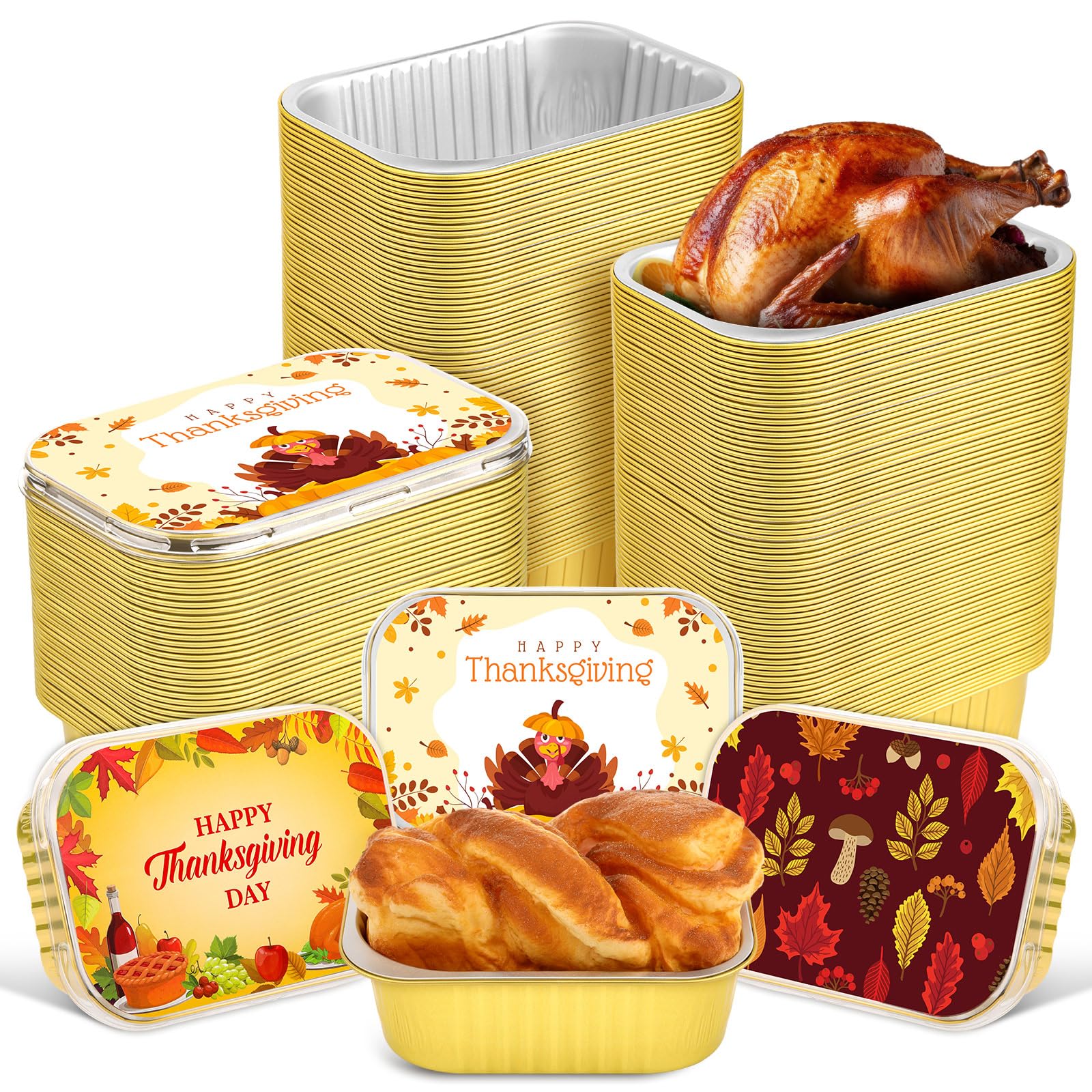 Teenyyou 72 Pcs Disposable Muffin Pans with Lids Mini Loaf Pans Small ...