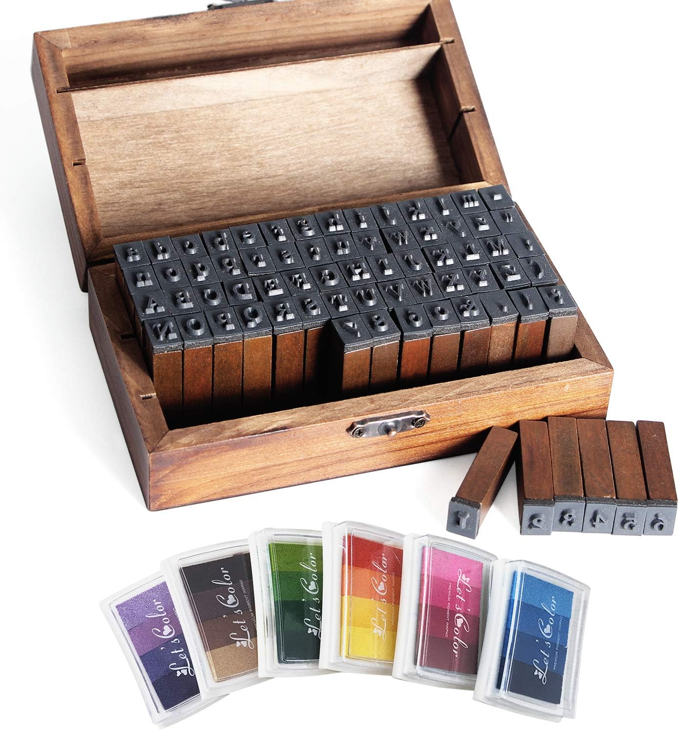 Alphabet Letters Stamps Set And 6 Color Ink Pad Multipurpose DIY Diary 