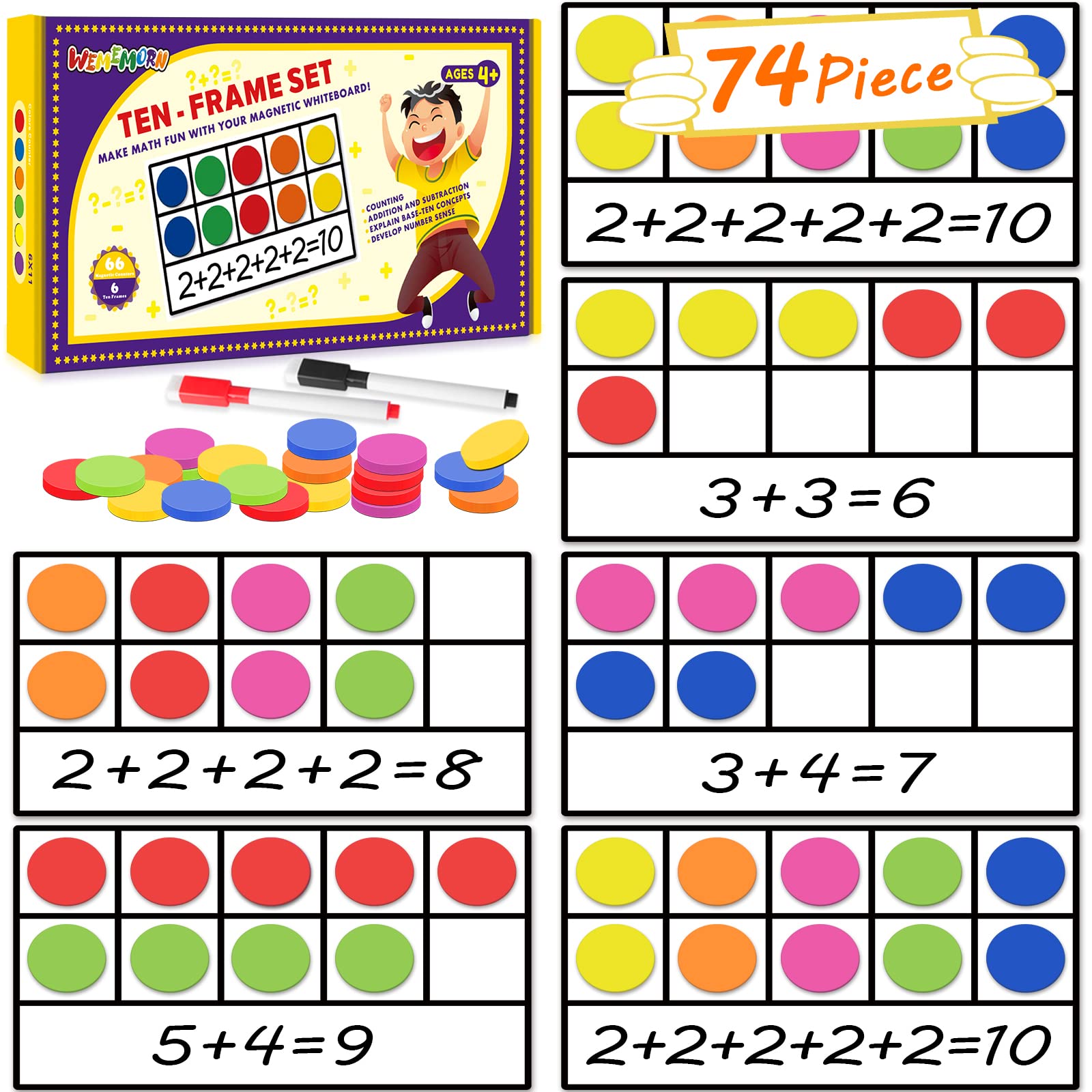 Mua Magnetic Ten-Frame Set - Math Manipulatives Games for Elementary ...