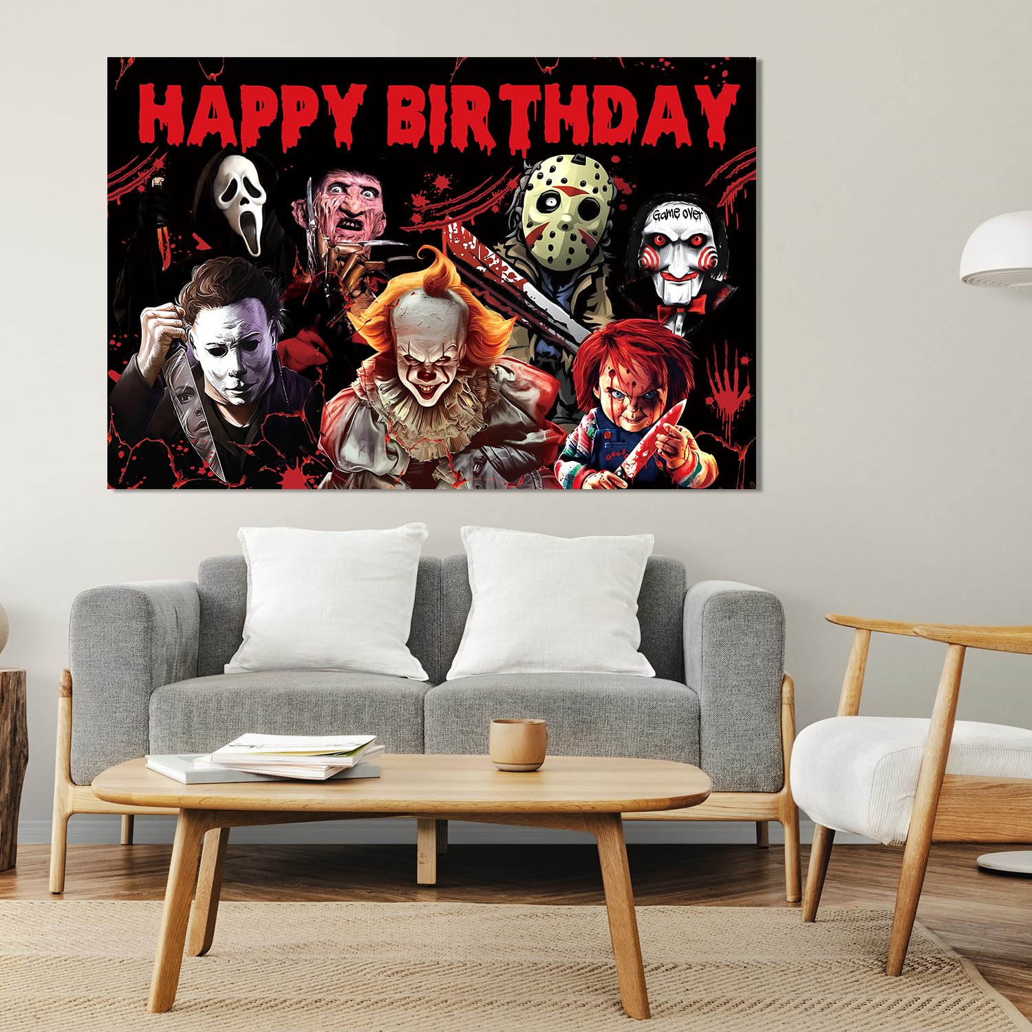 Mua 5x3FT Horror Birthday Decorations Backdrop, Horror Movie Happy ...