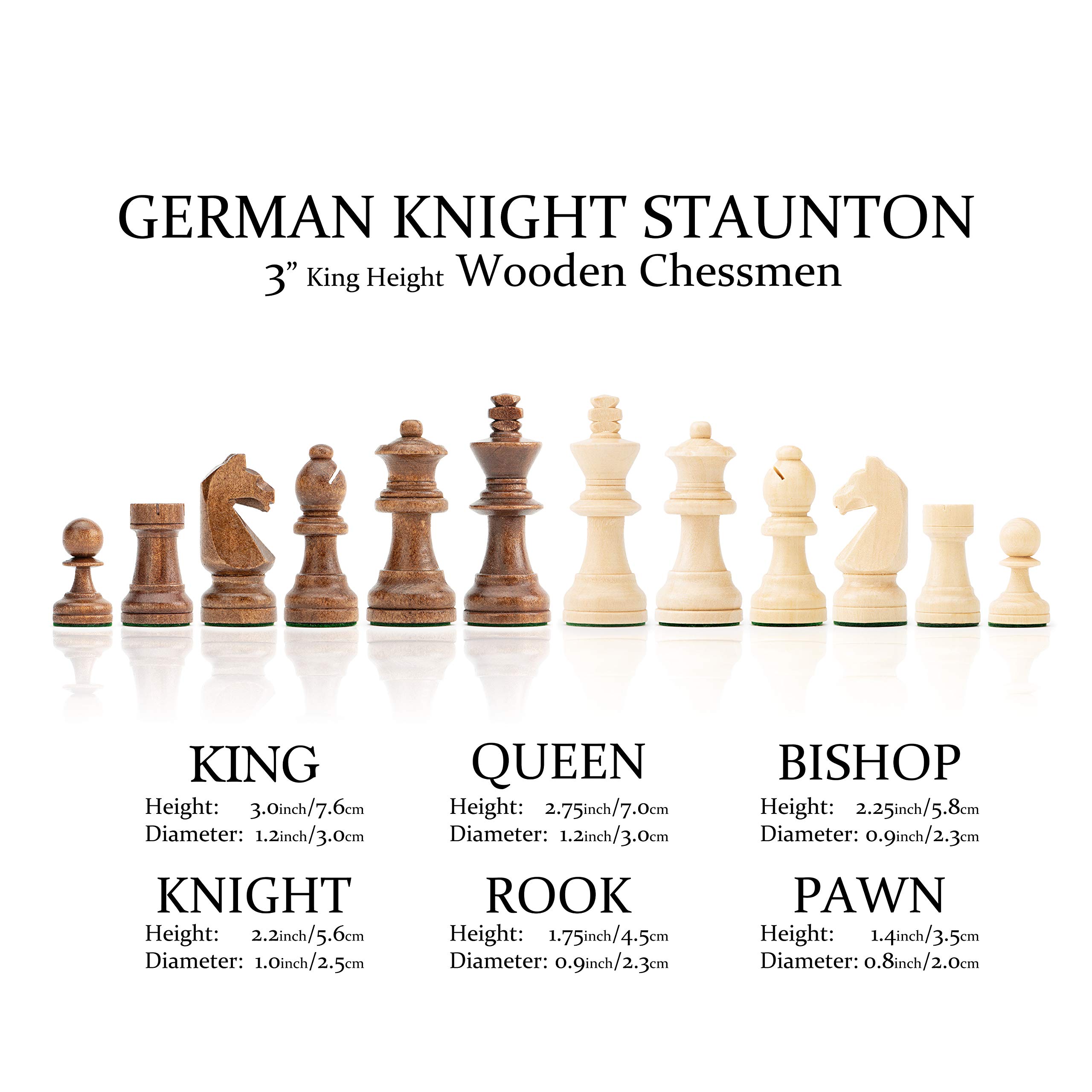 A&A 15" WOODEN CHESS & CHECKERS / Storage Drawer / 3" King Height ...