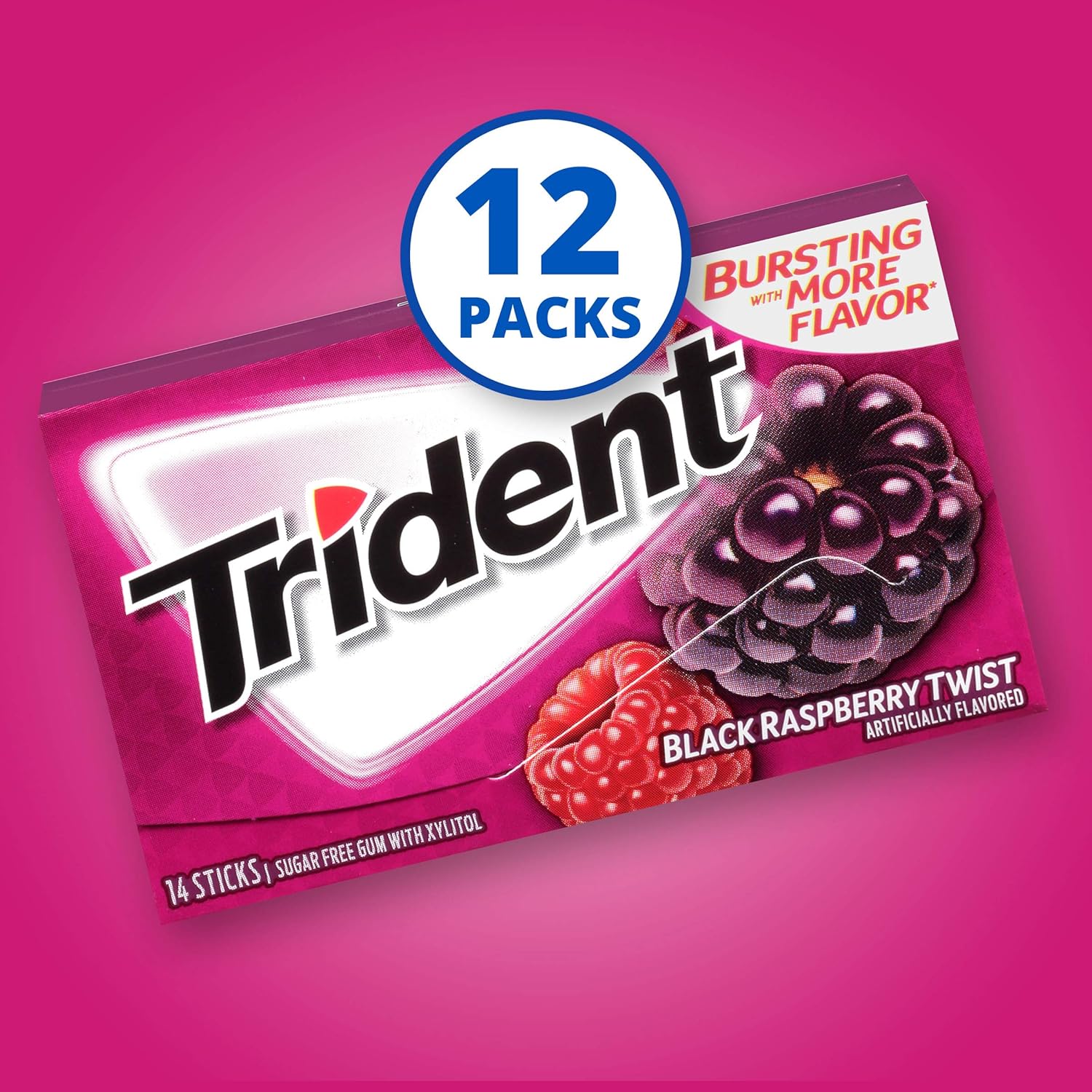 Trident Black Raspberry Twist Sugar Free Chewing Gum with Xylitol 14 ...