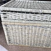 VonHaus Set of 3 Wicker Storage Trunks - 1 Large Chest & 2 Cube ...