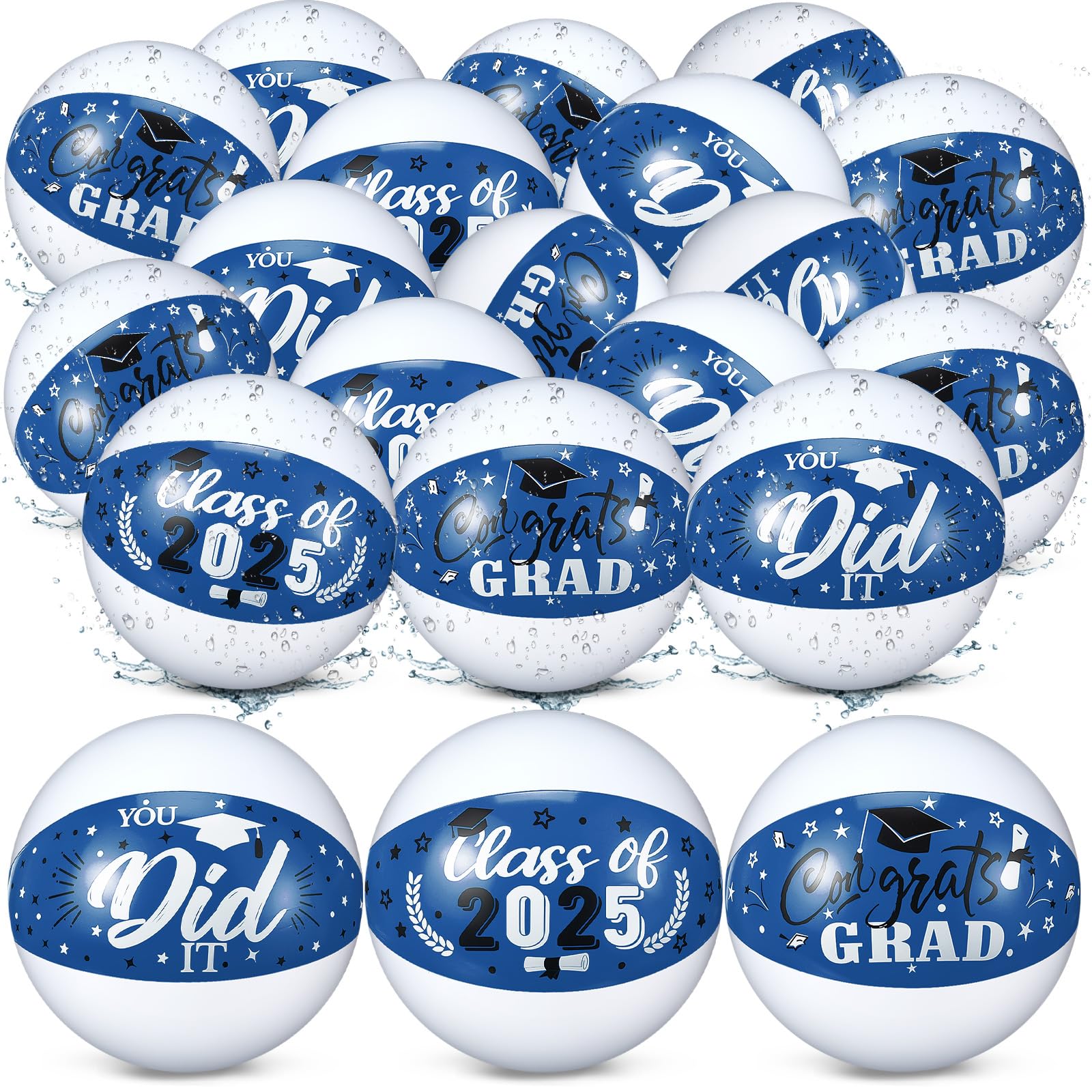 Hungdao 20 Pcs Graduation Beach Balls Class of 2025 Congrats Grad Sign ...