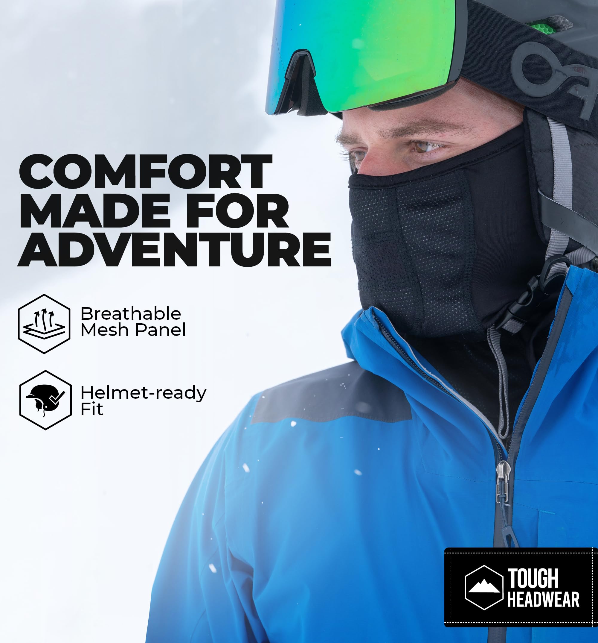 Tough Headwear Half Ski Mask For Men & Women, Winter Face Mask For Cold ...