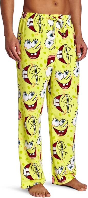Briefly Stated Men's Spongebob Big Face Fleece Pant, Yellow, Small at ...