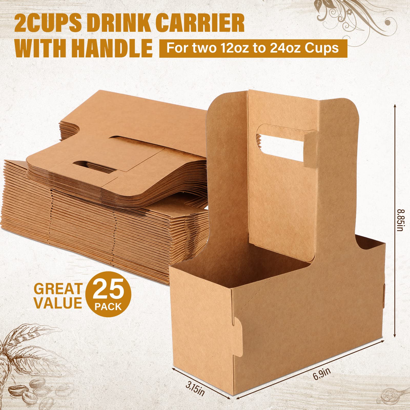 Mua Nuogo 100 Pack 2 Cup Drink Carrier Handled Drink Carrier Drink ...