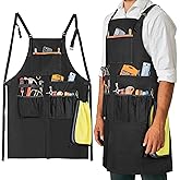 ZIOZERTT Waxed Canvas Work Apron, Heavy Duty Tool Apron for Men & Women with Hanging Loop ...