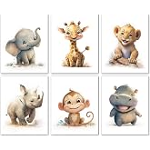 Amazon.com: Lavema Nursery Wall Art Animals Neutral Decor - Posters (8 ...