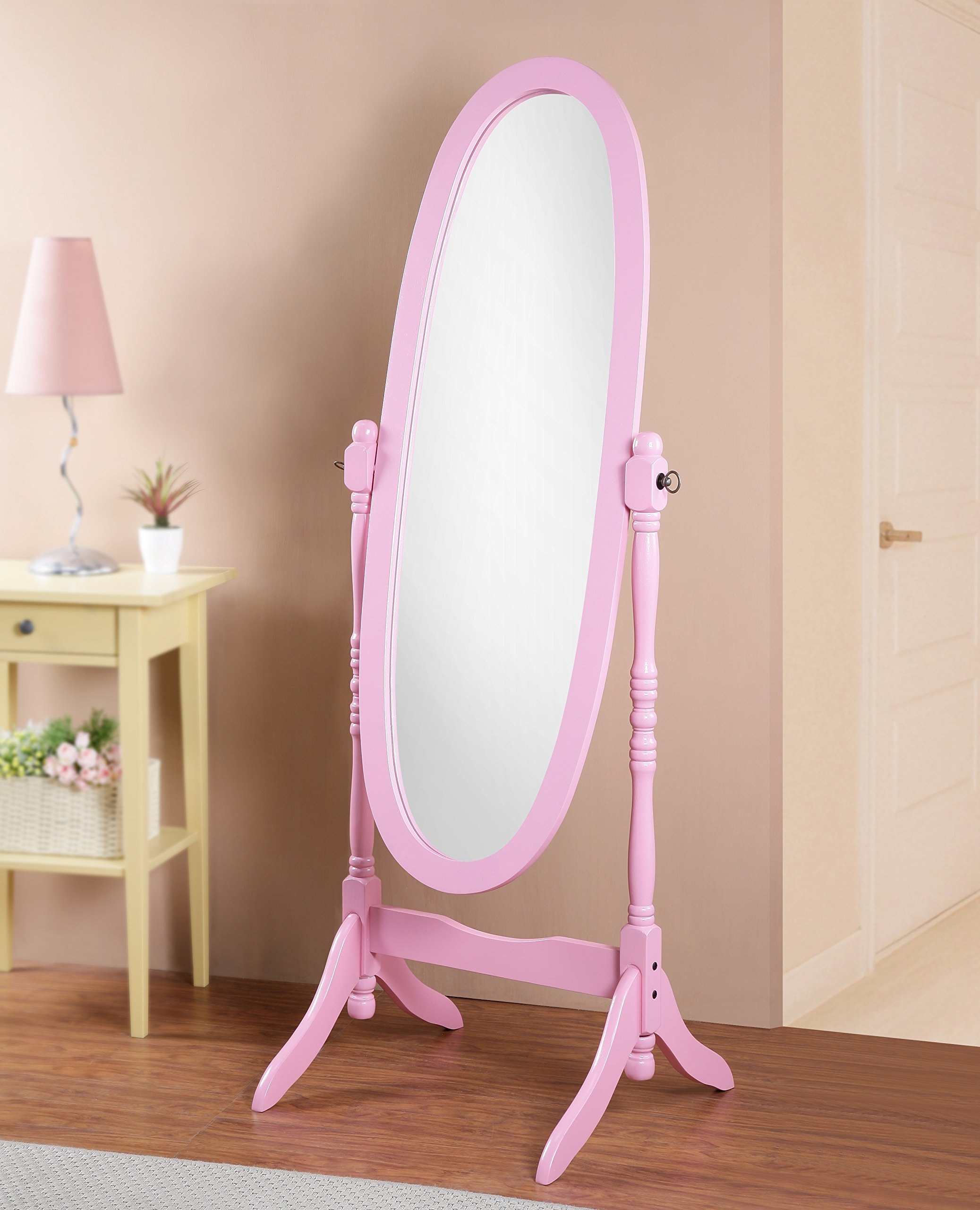 Roundhill Furniture Queen Anna Style Floor Cheval Mirror, Pink for sale ...