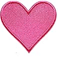Amazon.com: MISDONR 3pcs Pink Heart Embroidered Iron on Patches for ...