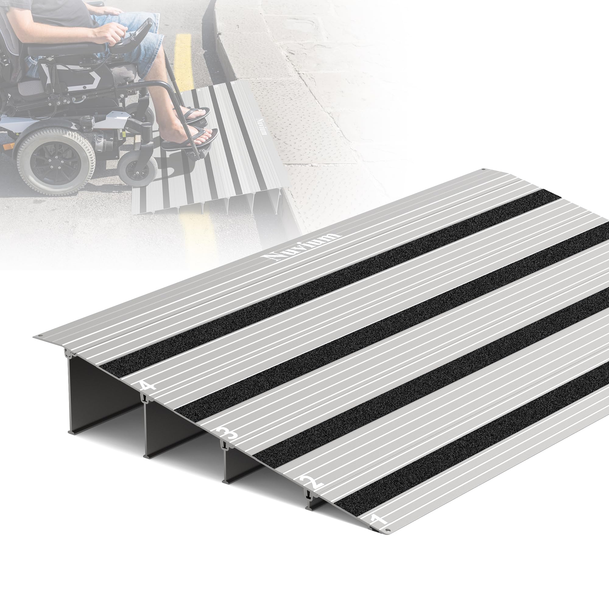 Nuvium 4" Rise Threshold Ramp for Doorways, Aluminum Door Entry Ramps ...