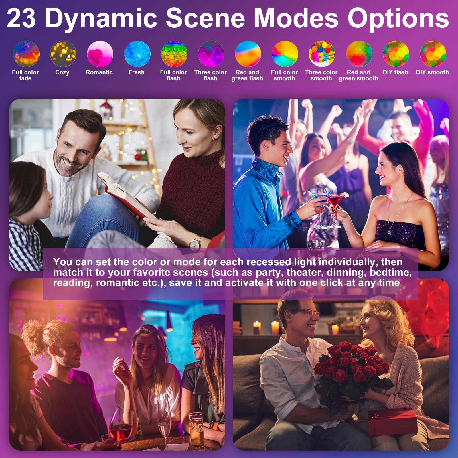 Mua Smart Recessed Lighting 6 Inch RGBCW Color Changing 16W LED ...