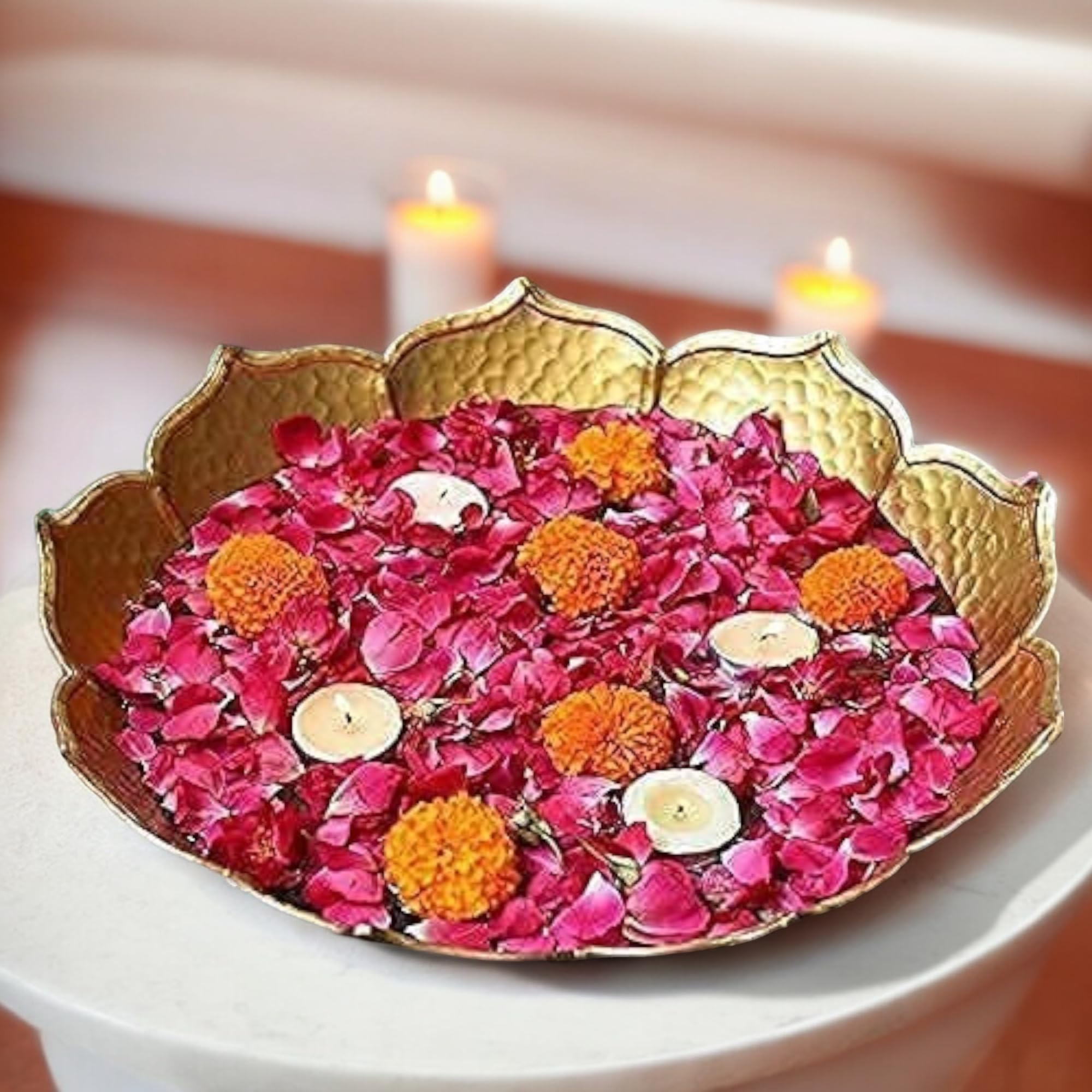 IGH Pack Of 1 Pcs Gold Lotus Urli Bowl for Water Floating Flowers Pot ...