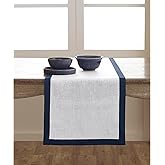 Amazon.com: Solino Home Linen Table Runner 120 Inches Long - Navy and ...