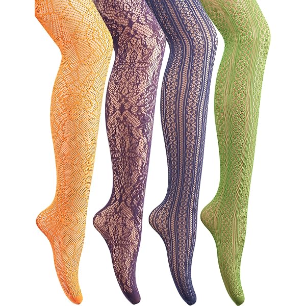 Women's Fashion Tights 2 Pairs Lace Pattern Tights - Floral Fishnet ...