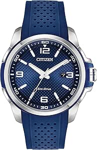 Citizen Eco-Drive Mens Polyurethane Watch, Blue Rubber Band, (Model ...