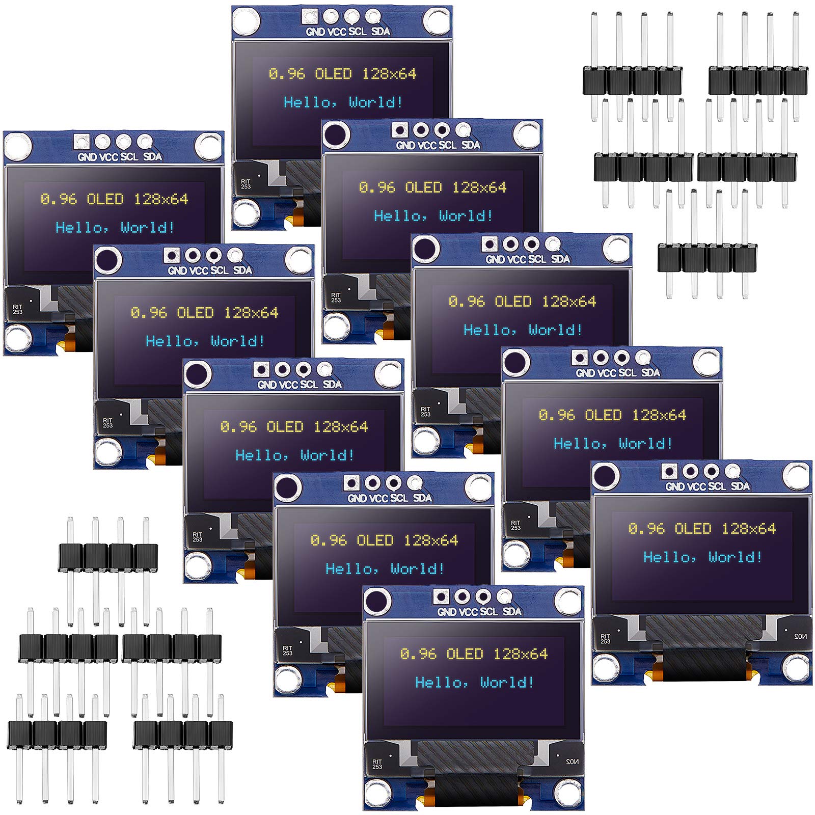 Frienda 10 Pieces I2C OLED Display Module OLED Display Screen Driver IIC I2C Tabellone Seriale ...