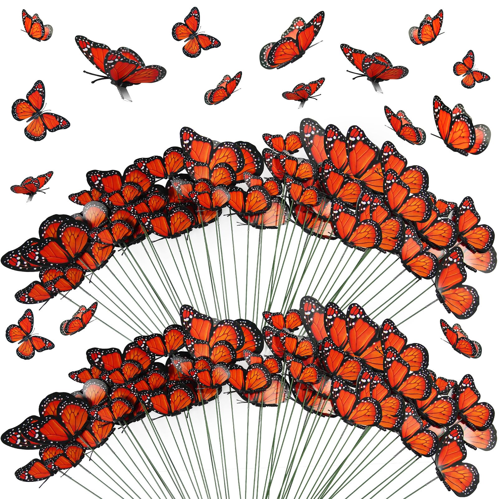 96 Pcs Monarch Butterfly Decorations Include 48 Butterfly Stakes 24 ...