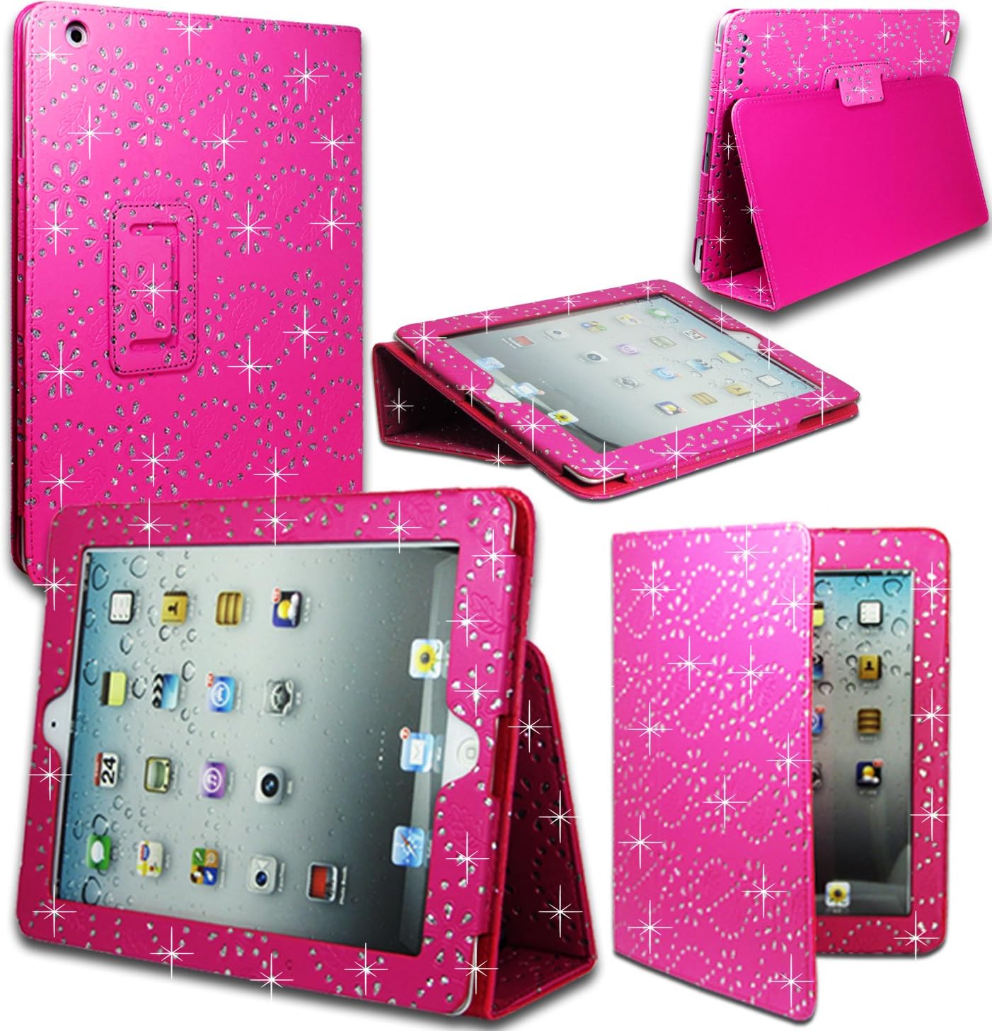 Magic Global Gadgets - Hot Pink Diamond Bling Sparkly Gem Glitter Pu ...