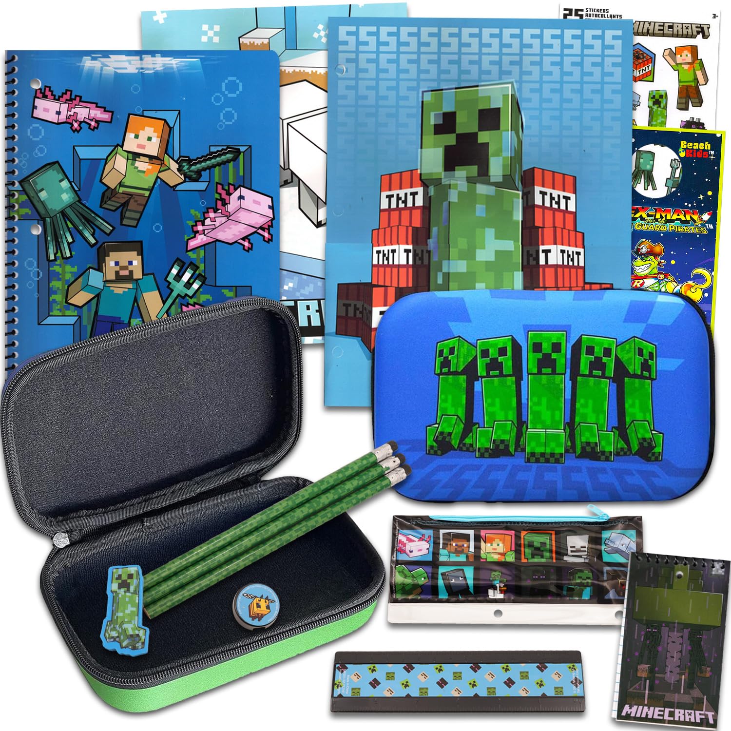 Minecraft School Supplies Set - Boys' Minecraft Pencil Case & Notebook ...