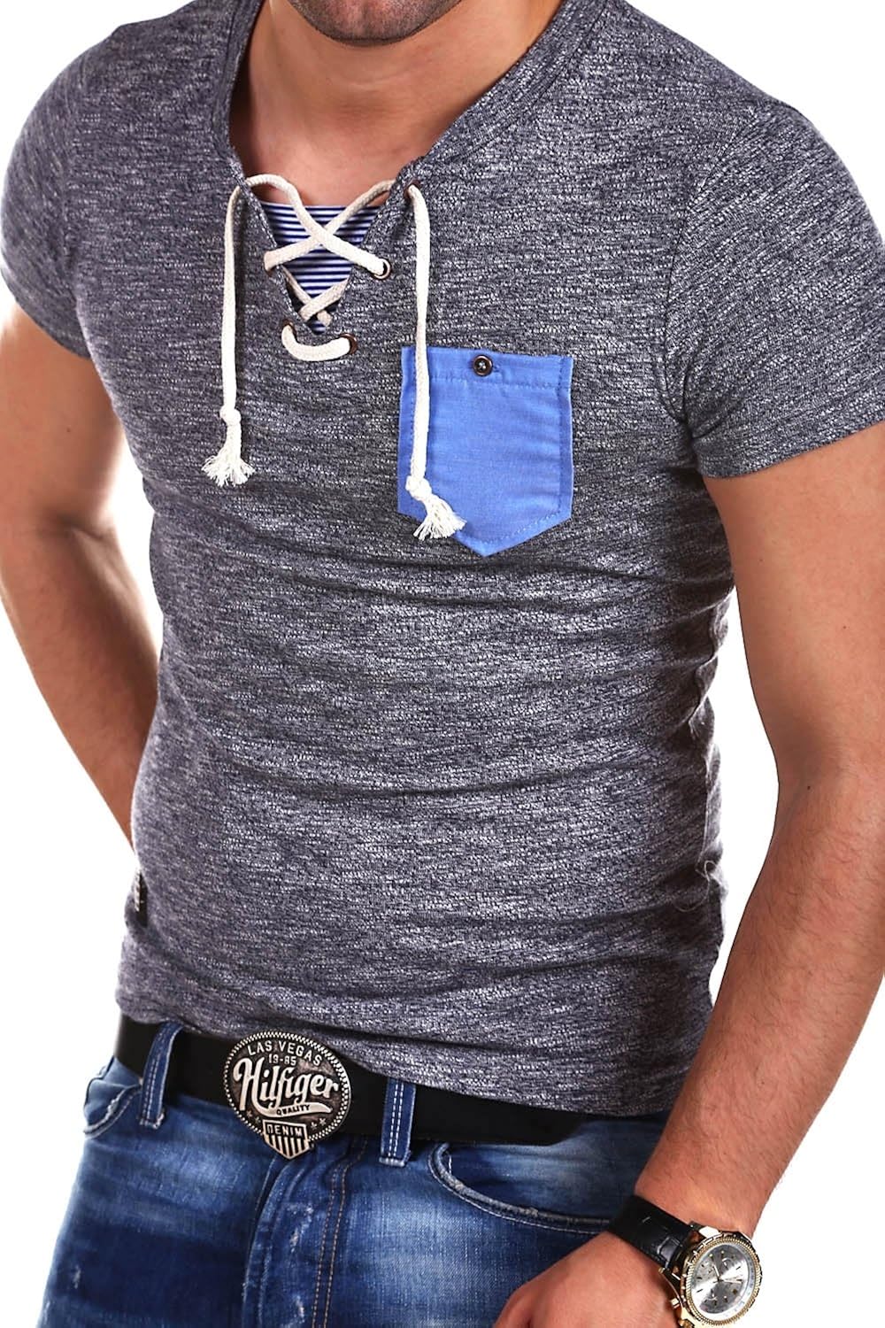 Carisma 2in1 T-Shirt mit Kordel Polo 4248 [Dunkelblau, L]: Amazon.de ...